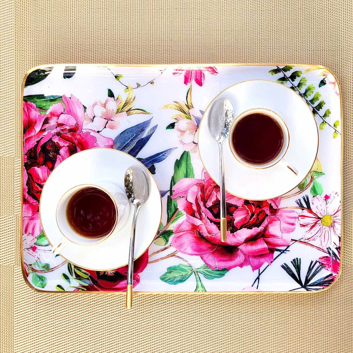 Serving Tray, Medium Rectangle - Tudor Blooms – Faaya Gifting