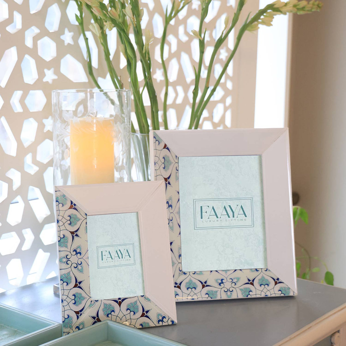 Amadeus Bevelled Glass Photo Frame - Gift Set of 2 - Aqua Motif – Faaya ...