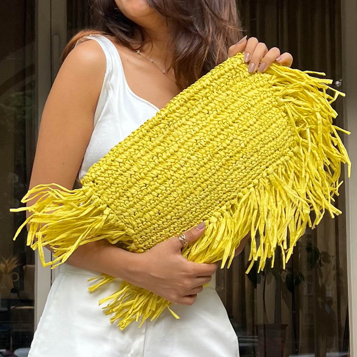 Raffia Bag, Lime – Faaya Gifting